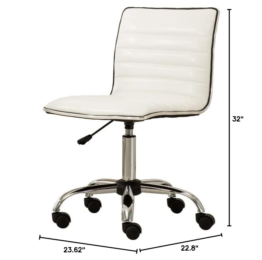 Roundhill Furniture Fremo Chromel Adjustable Air Lift Office Chair in White