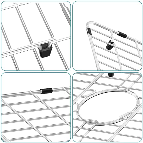 iPEGTOP Sink Bottom Grid, Stainless Steel Sink Protector 28-1/2" x 15-1/2" Centered Drain Hole with Corner Radius, Sink Grate for Bottom of Kitchen Sink Single Sink Bowl with Sink Hole Cover