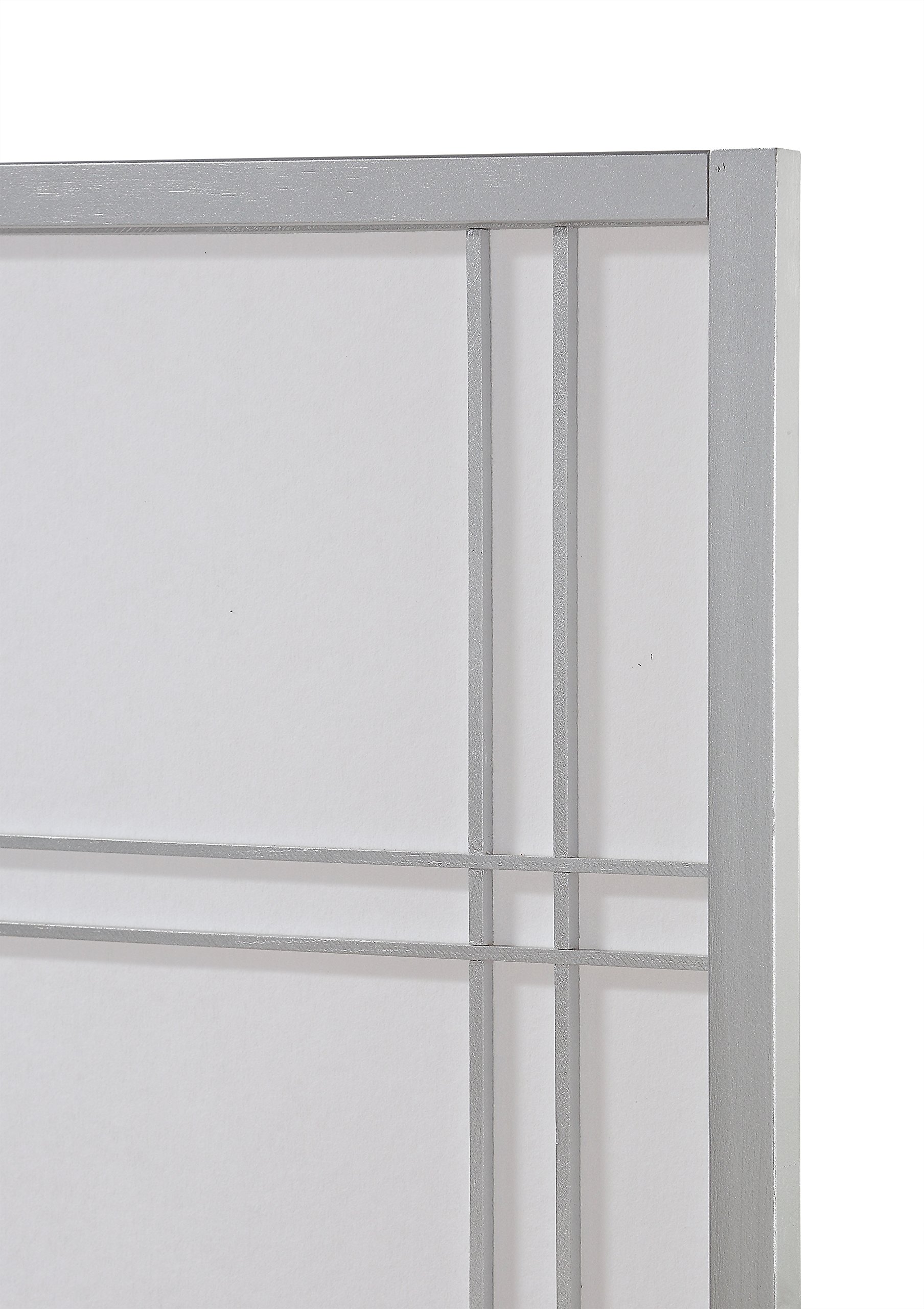 Roundhill Furniture Seto 4-Panel Room Divider Screen, Silver