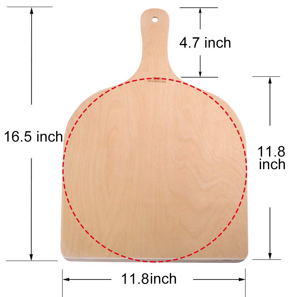 G.a HOMEFAVOR Premium Natural Wood Pizza Peel 12 inch, Large Pizza Paddle Spatula, Cutting Board for Baking Homemade Pizza and Bread - Set of 2