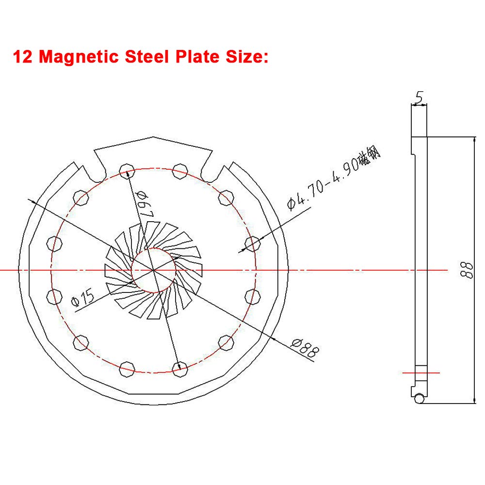 Ebike KT D12L PAS Pedal Assistant Sensor Electric Bicycle Waterproof Connector 12 Magnets Easy to Install, Detachable for Kunteng Conversion Kit Parts