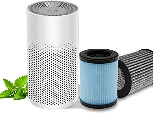 Portable Air Purifier for Home Bedroom Office Desktop Pet Room, Safety Mini Air Cleaner,3-in-1 True HEPA Mini Purifier for Children & Elder with 2 Mini Air Purifier Filters…