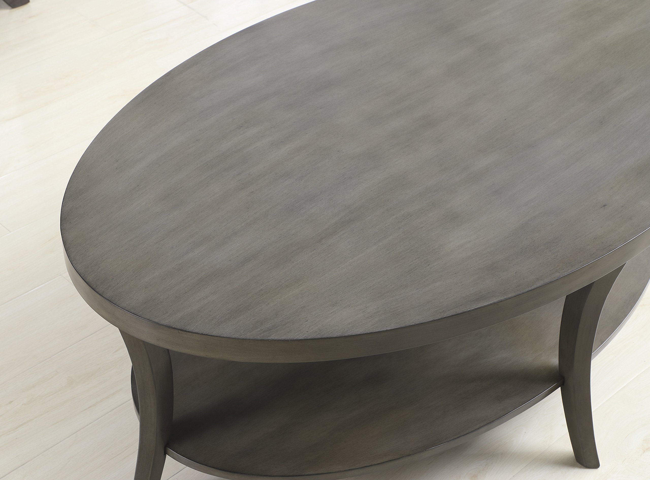 Roundhill Furniture Perth Contemporary Oval Shelf Coffee Table, Gray