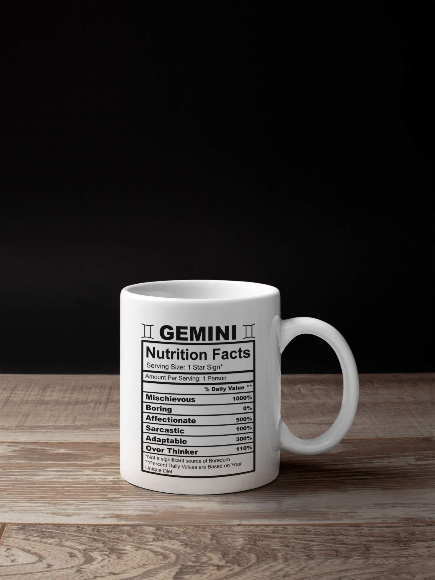 Gemini Nutrition Facts Coffee Mug Funny Motivation Inspiration 11-ounce White Ceramic Novelty Cup CMP00136