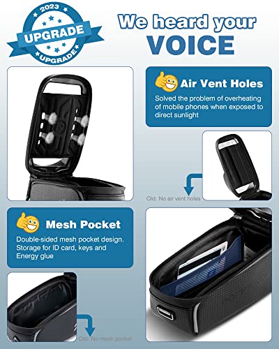 ROCKBROS Bike/Bicycle Phone Front Frame Bag, Waterproof, Tube Bag ,Cycling Pouch Compatible Phone Under 6.5β