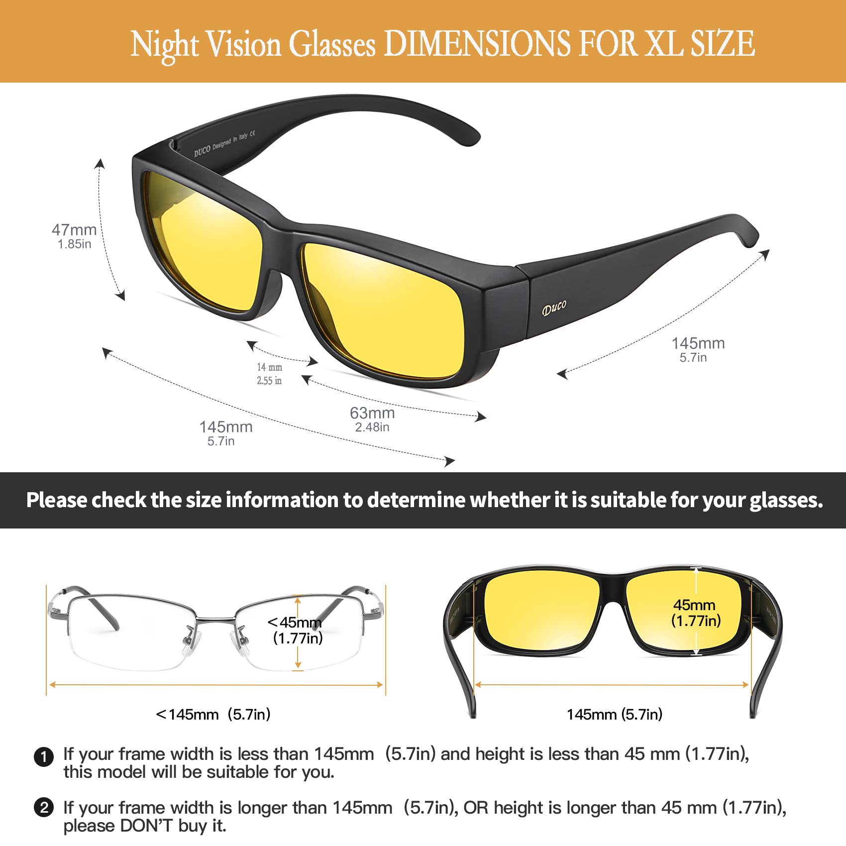 DUCO Fit Over Glasses Unisex Wraparound Polarized Sunglasses for Men Women Anti Glare Wear Over Glasses 8956