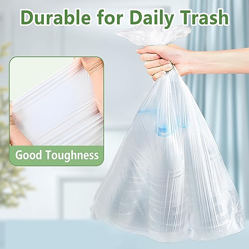Qunbive 4 Gallon Trash Bag, Leakproof Small Garbage Bags, Biodegradable Trash Bags, Sturdy Mini Small Trash Bags for Bathroom Office Kitchen (White/Green 100 Count)