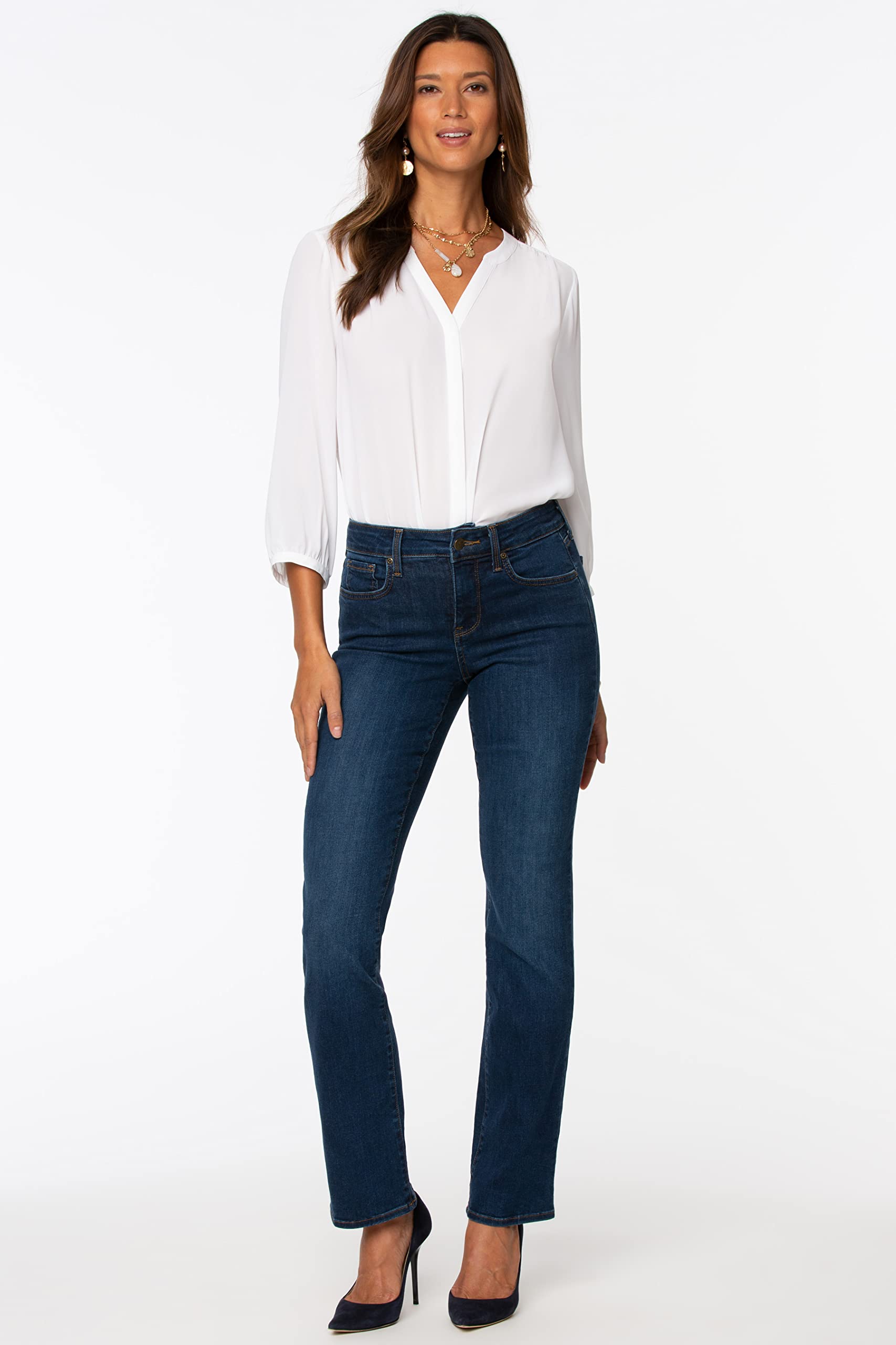 NYDJ Women's Misses Marilyn Straight Denim Jeans, Cooper, 18