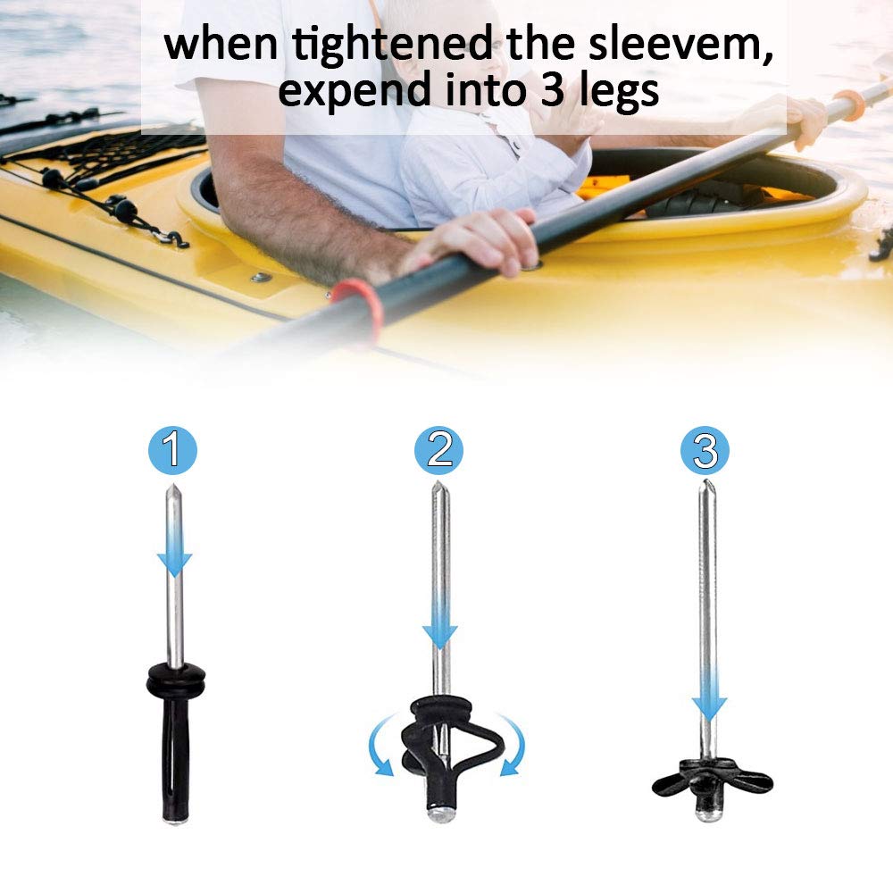 DECARETA 10 Pcs Kayak Nylon Bungee Deck Loops Tie Down Kayak Pad Eye with Rivets,Kayak Pad Eye Tri-Grip Rivet Kit Replacement Parts for Kayaks,Canoes or Boats