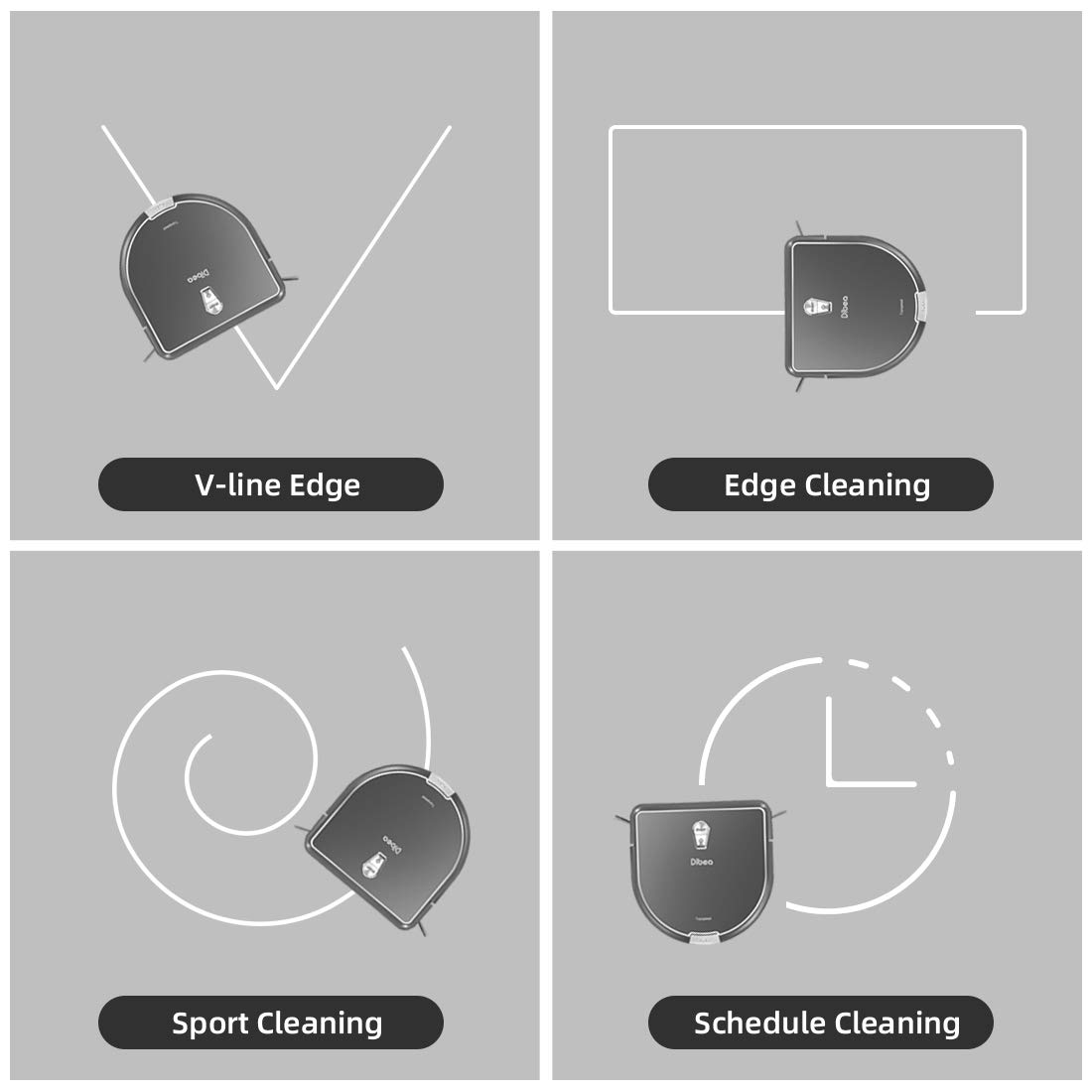 Dibea 2-in-1 Mopping Robot Vacuum, Automatic Self-Charging Robot Vacuum Cleaner for Pet Hair, Carpet and Hard Floor DT966