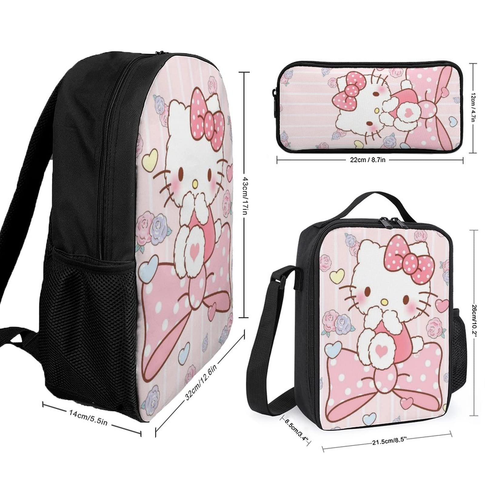 Dhucqze 3Pcs Lightweight Backpack Set Fashion Laptop Backpack Insulated Lunch Box Pencil Case Travel Shoulder Bag Daypack