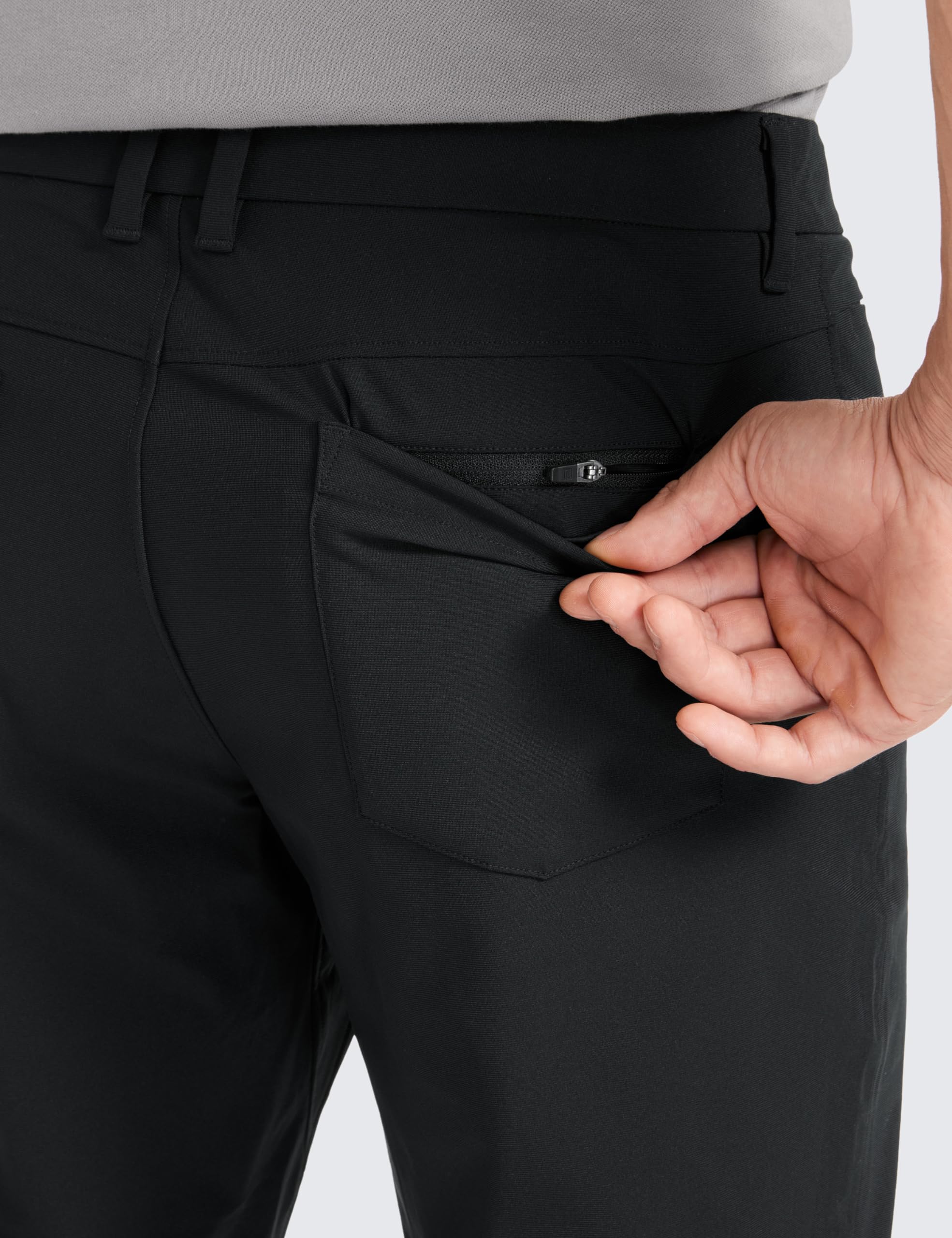 CRZ YOGA Men's All Day Comfy Golf Pants with 5-pocket - 34'' Quick Dry Lightweight Casual Work Stretch Pants Black 38W x 34L