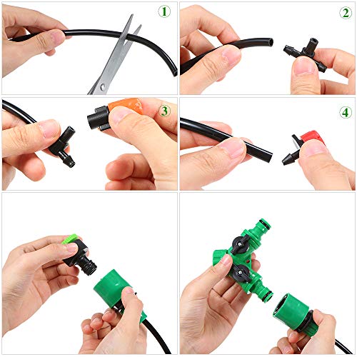 Decdeal DIY Garden Irrigation System, Saving Water Automatic Micro Drip Irrigation System Garden Greenhouse Irrigation Spray Self Watering Kits for Garden Greenhouse