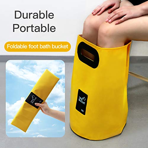 fancyfree Multipurpose Collapsible Water Bucket,Portable Bubble Foot Bucket,Foldable Foot Bath Basin, Home & Travel Soaking Feet Basin for Women and Men (20L-Yellow-(2086))