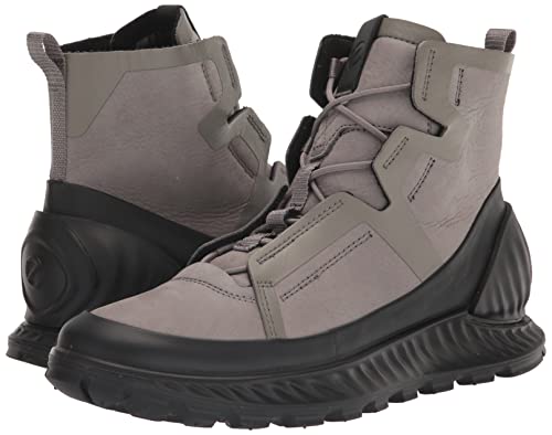 ECCO Men's Exostrike Stealth Mid Hiking Boot, Black/Steel Nubuck, 11-11.5