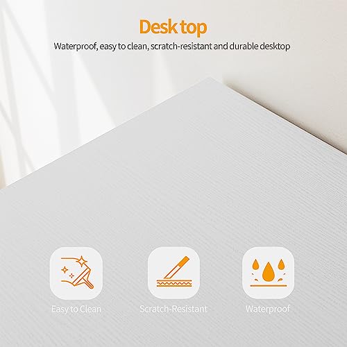 CubiCubi L Shaped Gaming Desk, 47 Inch Computer Desk with Monitor Stand, PC Gaming Desk, Corner Desk Table for Home Office Sturdy Writing Workstation, White