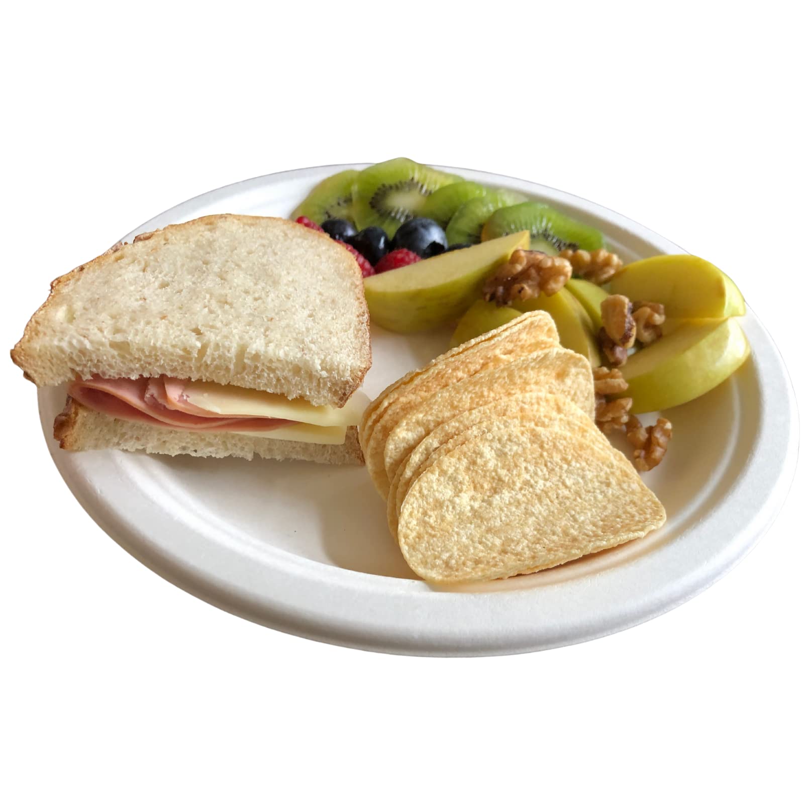 eco247 100% Compostable 3-Compartment Round Plates [10" - 125 Count] Heavy Duty Bulk Disposable Plates | Eco-Friendly White Recyclable Plates | Biodegradable Natural 100% Sugar Cane Bagasse
