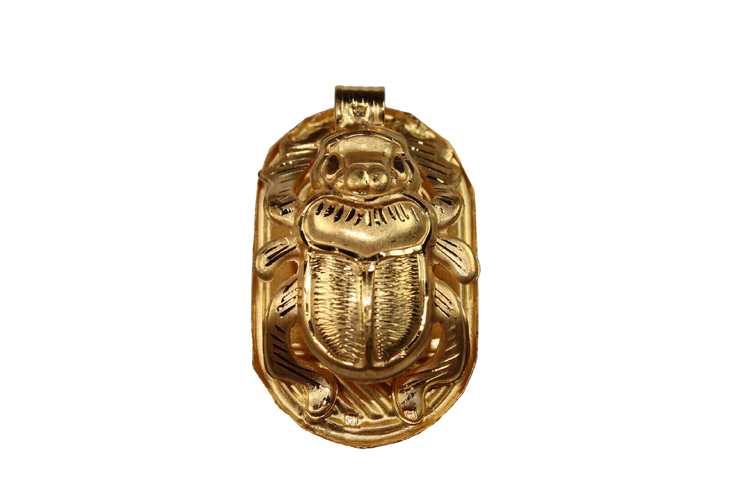 FAMA.store Egyptian jewelry pendant Scarab 18K yellow Gold DOUBLE SIDE Pharaonic 5.25 Gr handmade in egypt