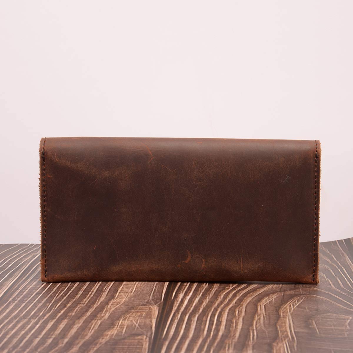 Vintage Men's Wristlet Handbags,Hand-Made Large-Capacity Leather Clutch,Ultra-Thin Wallet