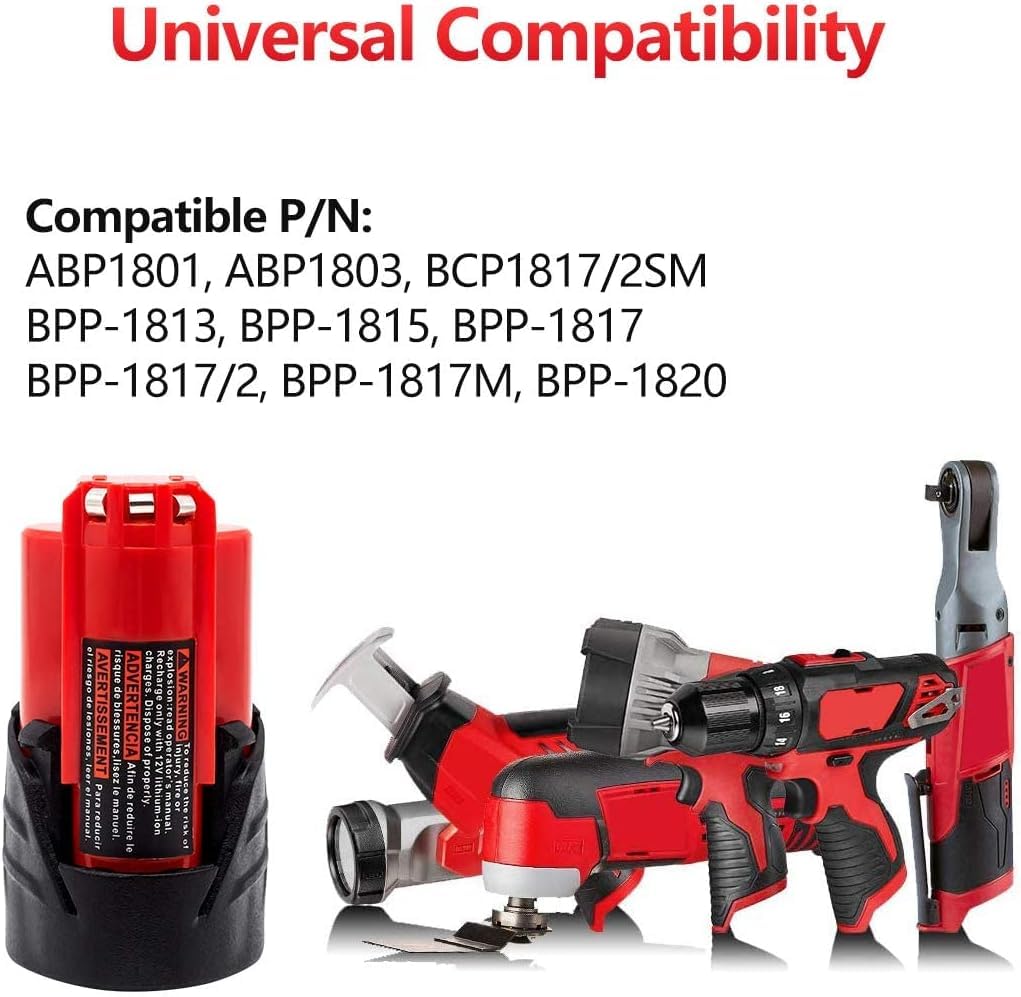 JAUKIST 12V 3.0Ah Replacement Battery Compatible with Milwaukee Battery 48-11-2460 48-11-2411 48-11-2425 Cordless Tools 2 Pack