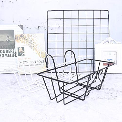 OBANGONG 2 Pcs Iron Hanging Shelf Basket with Hooks,Balcony Planter Shelf Hanging Flower Pot Holder Cubicle Hanging Shelf Railing Plant Hanger-32 x 15 x 15cm/12.5 x 5.9 x 5.9inch
