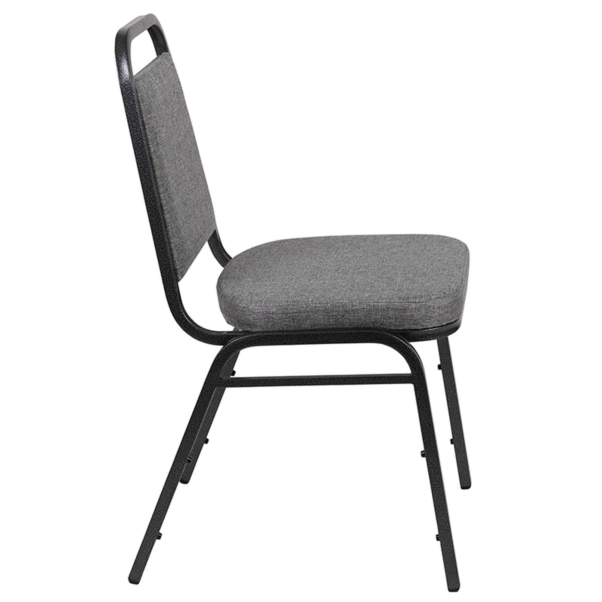 Flash Furniture 4 Pack HERCULES Series Trapezoidal Back Stacking Banquet Chair with 2.5" Thick Seat in Gray Fabric - Silver Vein Frame