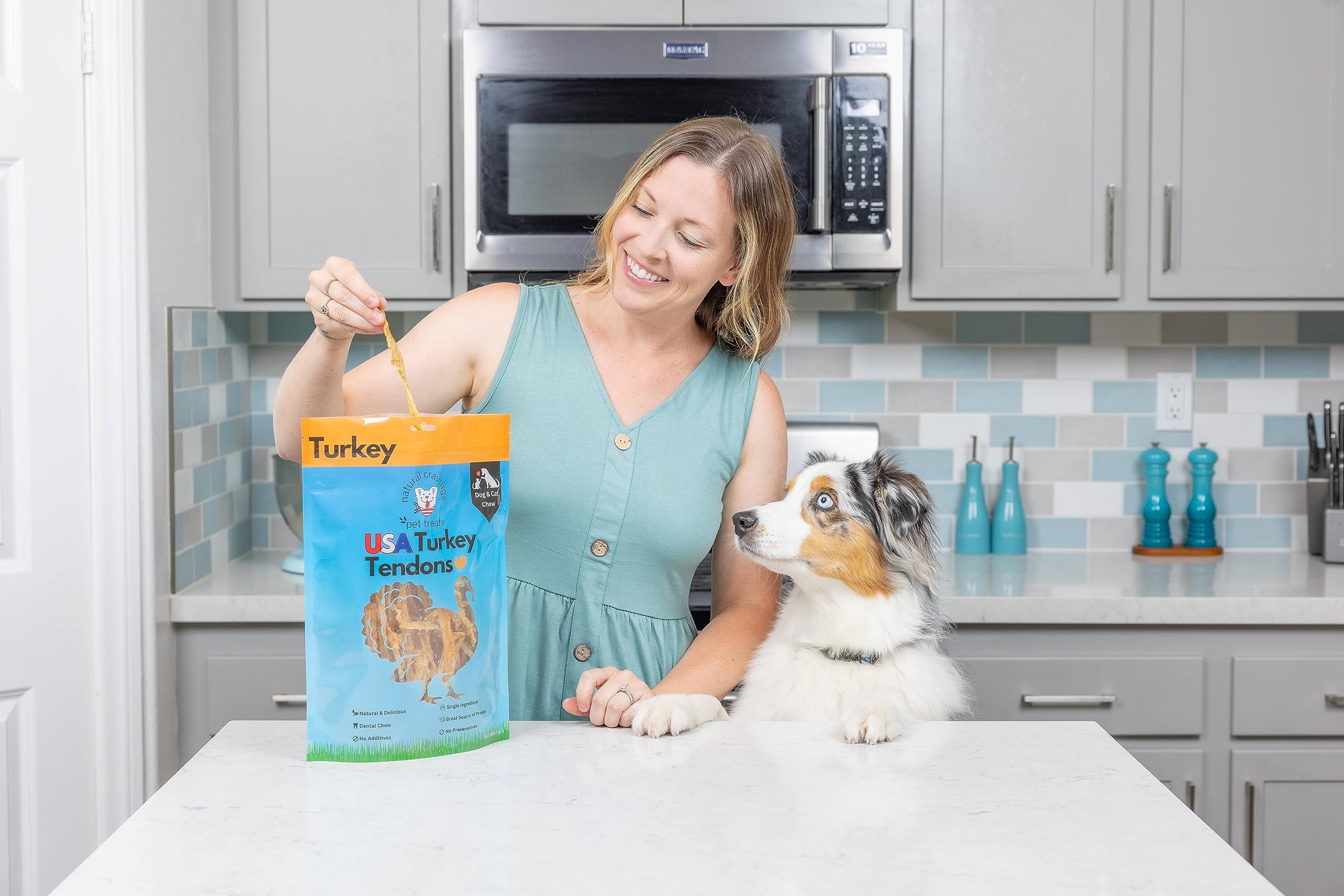 Natural Cravings: USA Turkey Tendons - 8 oz - Dog & Cat Chew, All Sized Pets, Light Chewers, Slow Roasted Single Ingredient Treat, Preservative Free