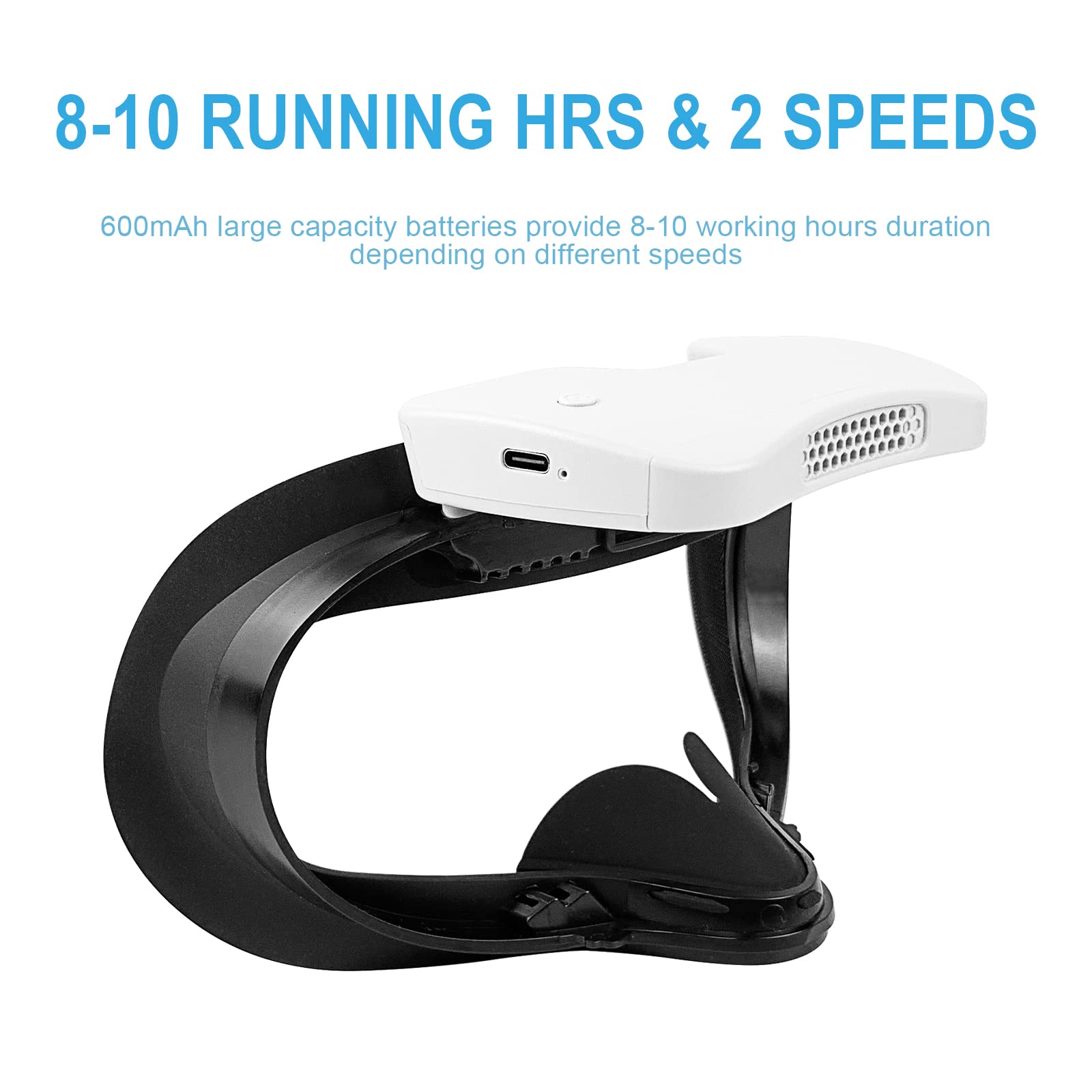 Fan Face Cover for VR Compatible with Quest 2,10H Max Cooling Time,Rechargeable 600mAh Battery,Relieve Lens Fogging,Sweat Proof Material
