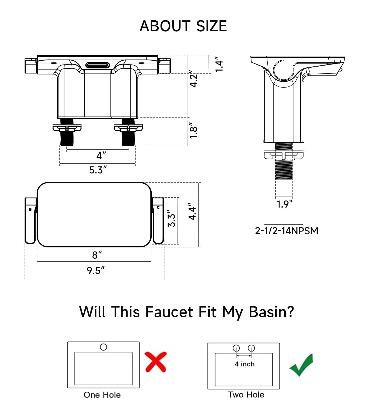 Matte Black Bathroom Sink Faucet - 4 Inch Bathroom Vanity Sink Faucet with Storage Platform, 2 Hole Faucet with Pop-up Sink Drain Stopper, Solid Bathroom Basin Faucet