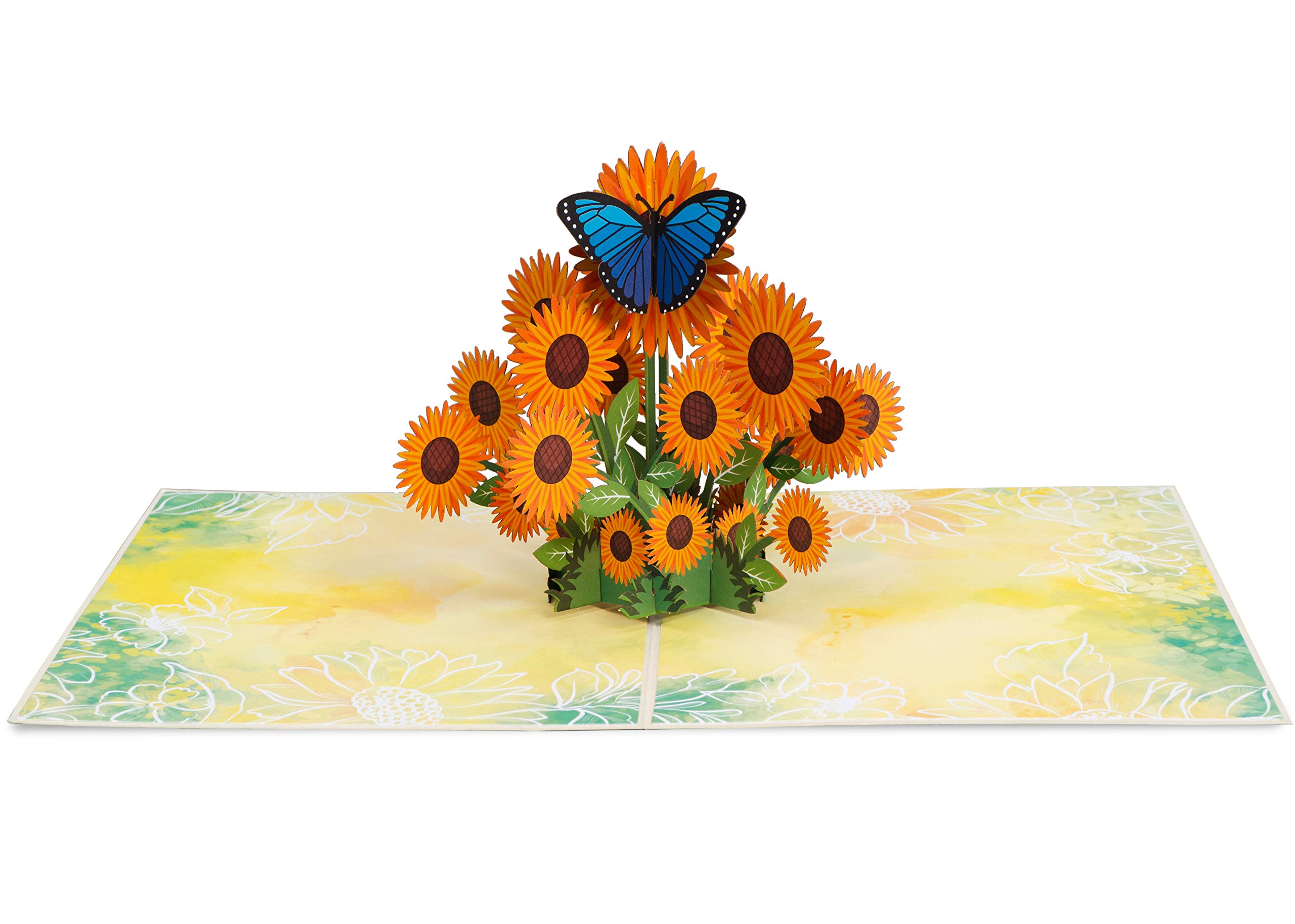 Paper Love Pop Up Cards 2 Pack - Includes 1 Heart Tree and 1 Sunflower, For All Occasions, Mother Day, Birthday, Just Because- Includes Envelope and Note Tag