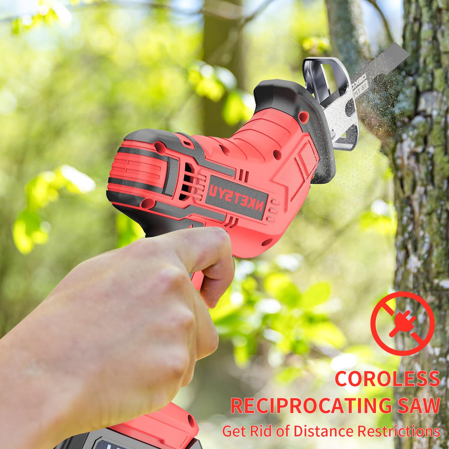 Reciprocating Saw Cordless, Battery Operated Sawzall With 9 Saw Blades For Wood & Metal, Trees, Pvc Cutting, And Fast Charger/Efficient Cutting