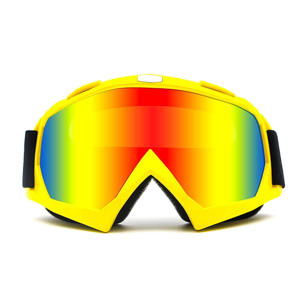 DPLUS Ski Goggles, Snowboard Snow Goggles for Men Women with Spherical Detachable Lens UV Protection Anti-Fog (Yellow/Colorful)