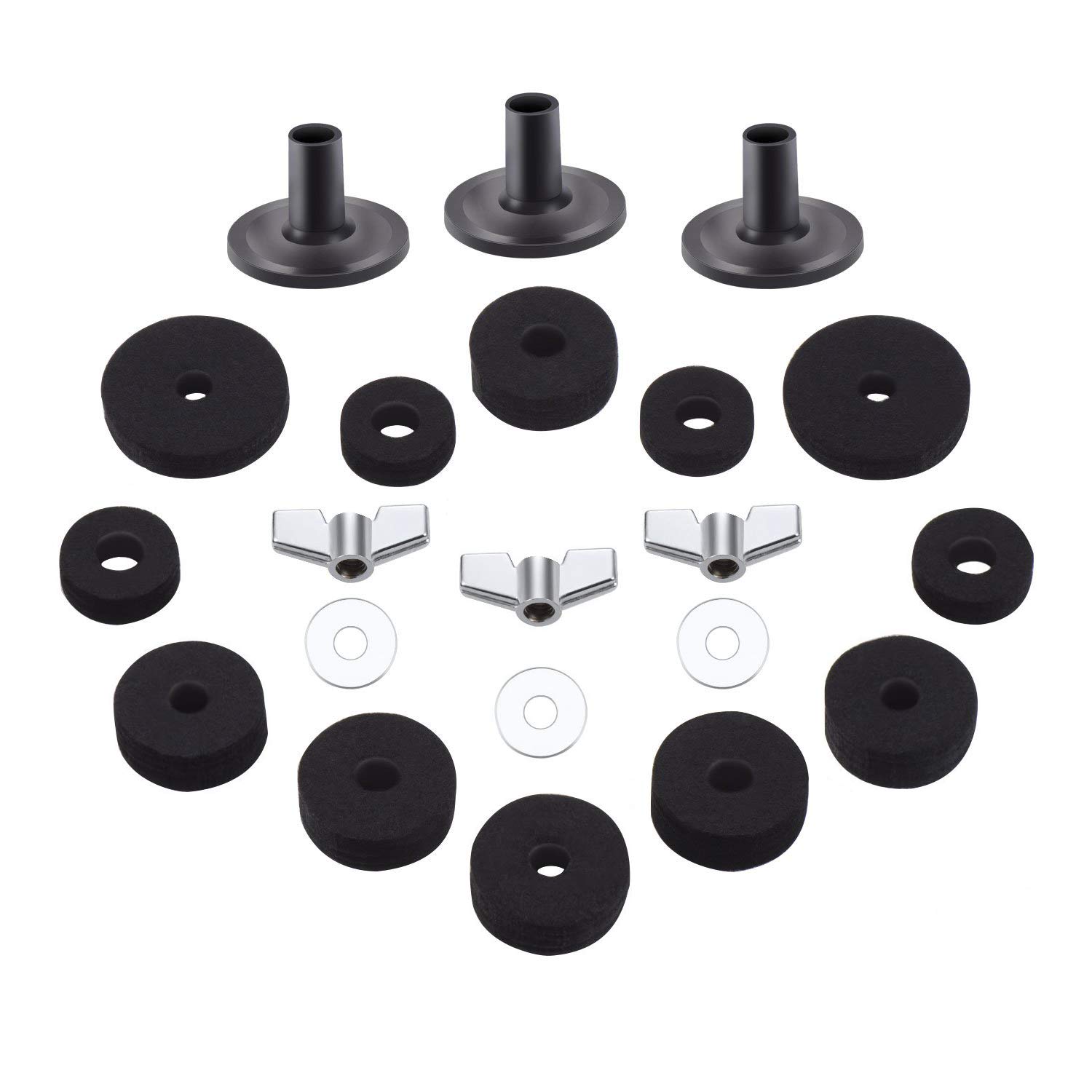 Cymbal Replacement Accessories 21 Pieces,Cymbal Stand Sleeves,Cymbal Felts with Cymbal Washer and Base Wing Nuts for Drum Set