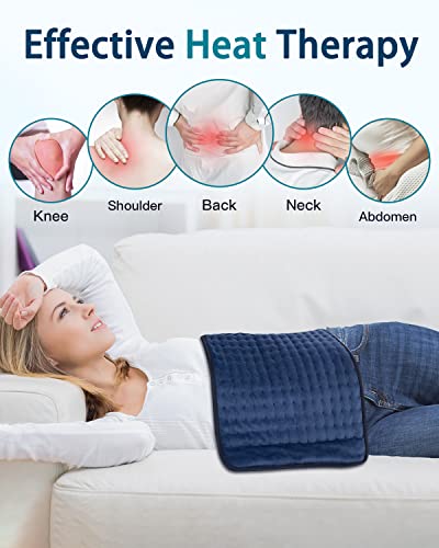Zostuic Heating Pad for Back Pain and Cramp Relief, 11" x 26" Ultra Soft Large Washable Moist & Dry Heat Therapy Electric Heat Pads for Neck and Shoulders with 6 Heat Settings 3 Timer Settings(Blue)