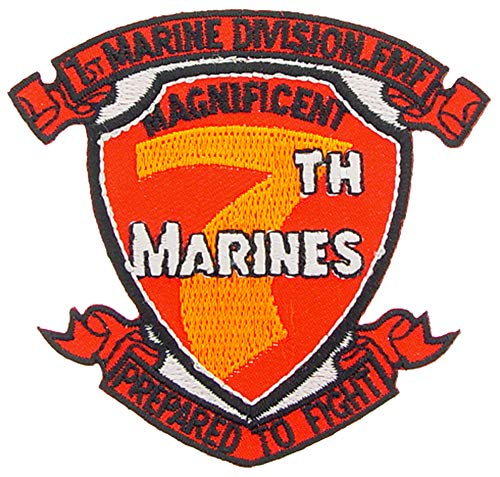 Officially Licensed United States Marines Corps USMC, 7th Marines Prepared to Fight Patch, with Iron-On Adhesive