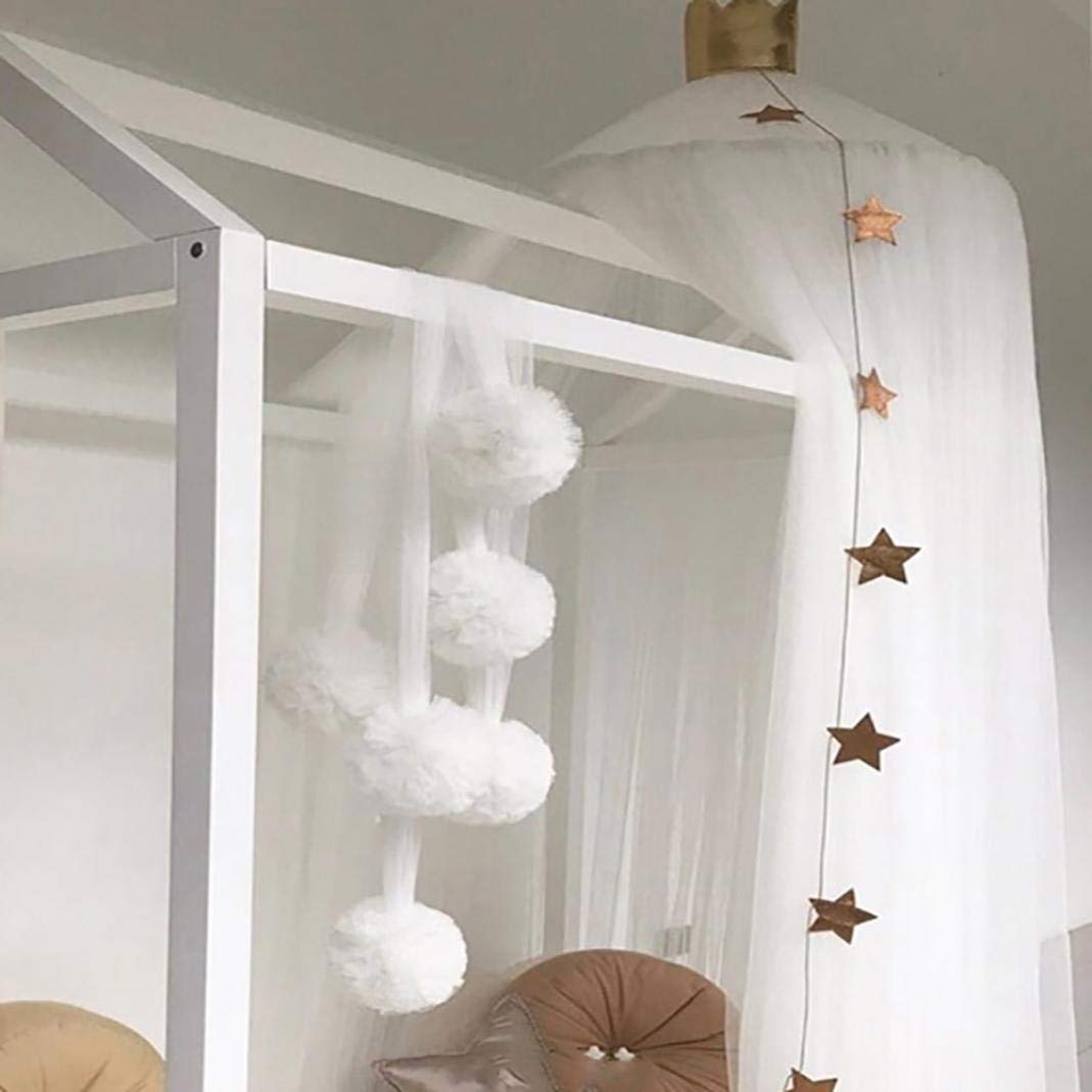 difcuyg5Ozw Lightweight Home Bed Netting Hanging Chiffon Balls Decoration, Lovely Mosquito Net Ornament Accessories - White