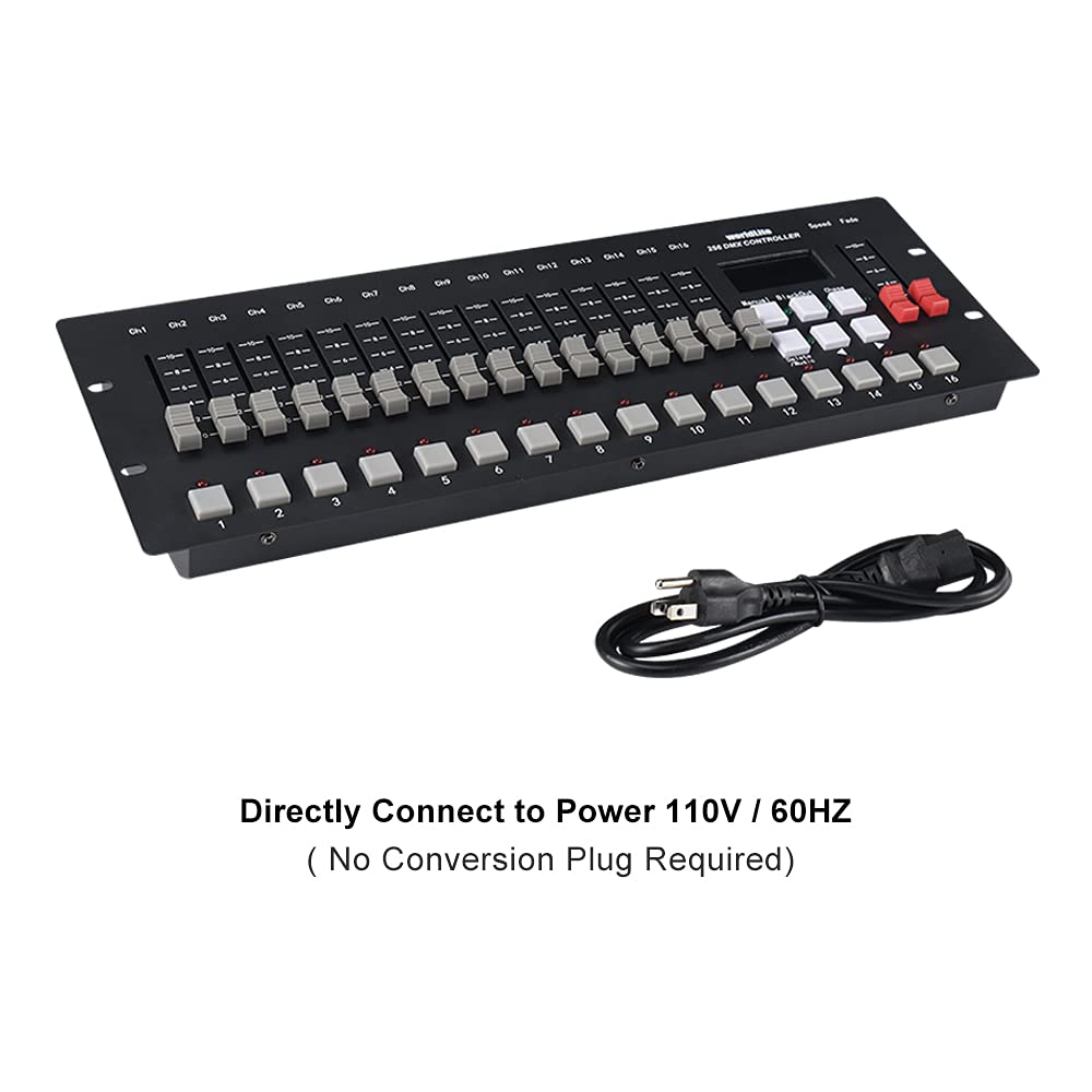 DMX Controller, WorldLite 256CH DMX Console, Premium DMX512 Stage Lighting Controller Program Directly Without Setting Scene, Easy Light Console for Stage & DJ Lighting (256 Channel)