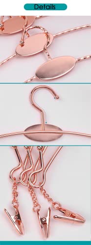 LOVENJOY Clothes Hooks Hangers Rack Metal Alloy Rose Gold for Underwear Bra Pants with Non Slip Clips for Laundry Lingerie Shop Display, 2 Pcs