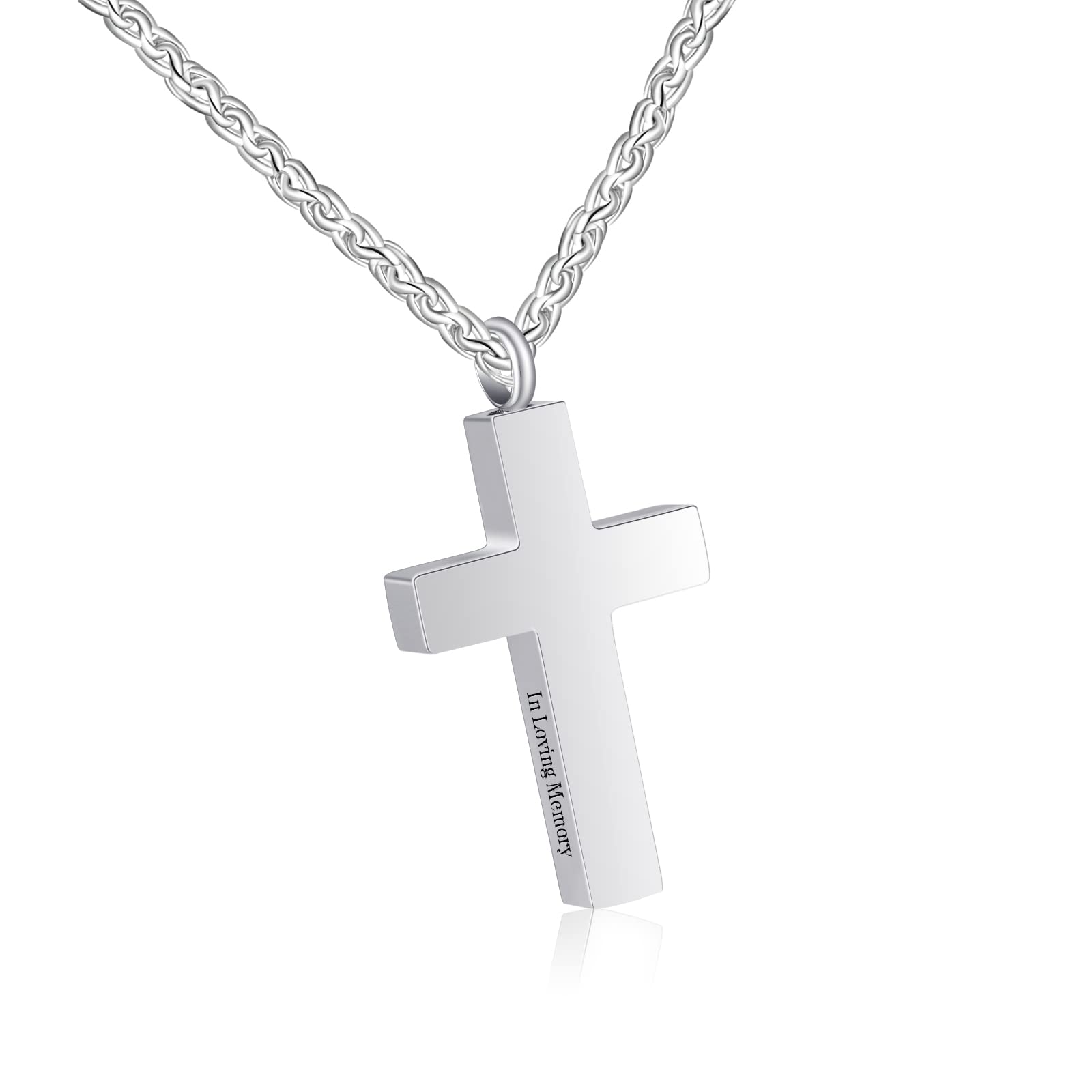 E&A Cross Cremation Jewelry for Ashes, Urn Necklace for Ashes, Customized Memorial Ash Necklace, Ashes Stainless Steel Pendant, Keepsake Jewelry for Men Women