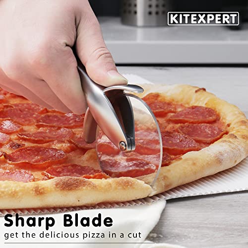 KITEXPERT Pizza Cutter, Super Sharp Stainless Steel Pasta Slicer, Easy to Clean & Dishwasher Safe Pizza Cutter Wheel, Pizza Slicers with Slip Resistant Zinc Alloy Handle