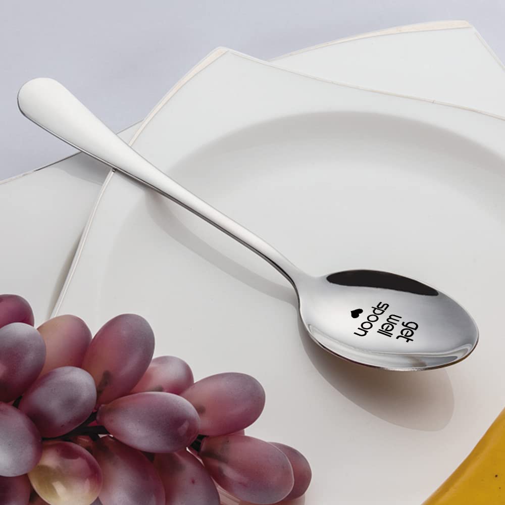 Get Well Spoon,Funny Engraved Stainless Spoon,Coffee/Tea/Ice Cream/Dessert/Cereal Spoon for Women Men,Get Well Soon Gift Idea,Recovery Gift,Encouragement Gift,Friendship Gift