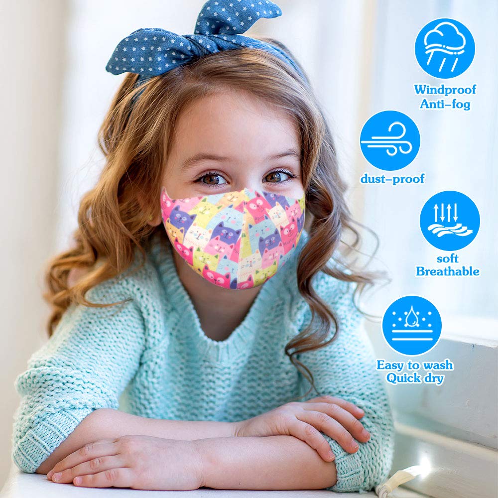 DECOMEN Kids Cloth Face Covering,Washable, Reusable, Multi Pack,UV Protection for Outdoor Activities