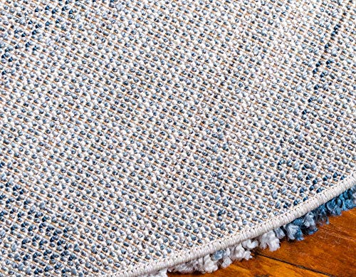 Unique Loom Hygge Shag Collection Area Rug - Valley (5' Round, Blue/ Gray)