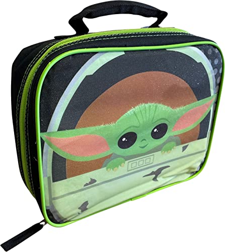 Star Wars The Mandalorian Baby Yoda Insulated Lunch Bag (Black-Green)