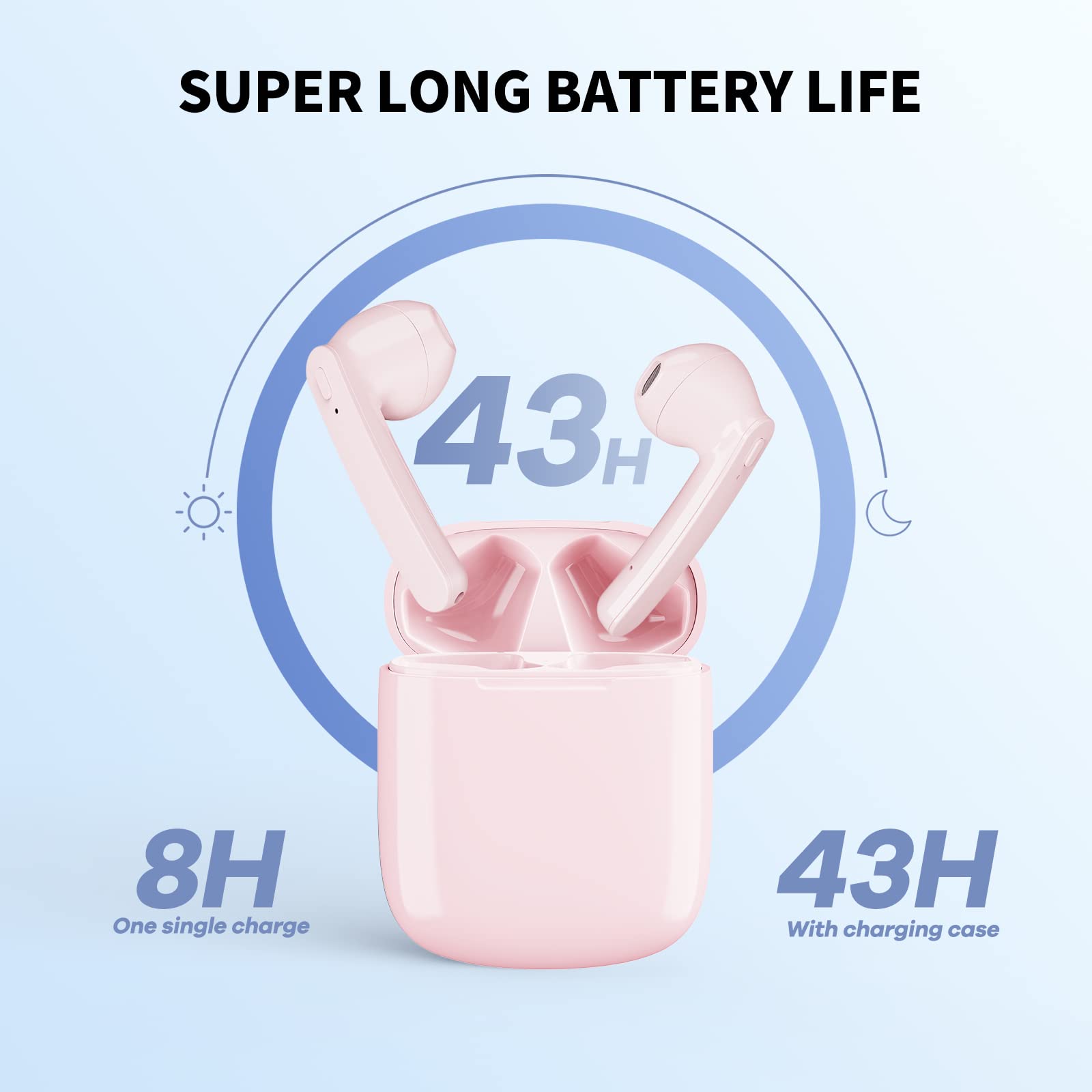 CXK Wlireless Earbuds Bluetooth Earbuds with Premium Sound Bluetooth 5.3 Auto Pairing Ear Buds with 43H Playtime Light Weight IPX6 Waterproof Wireless Headphones