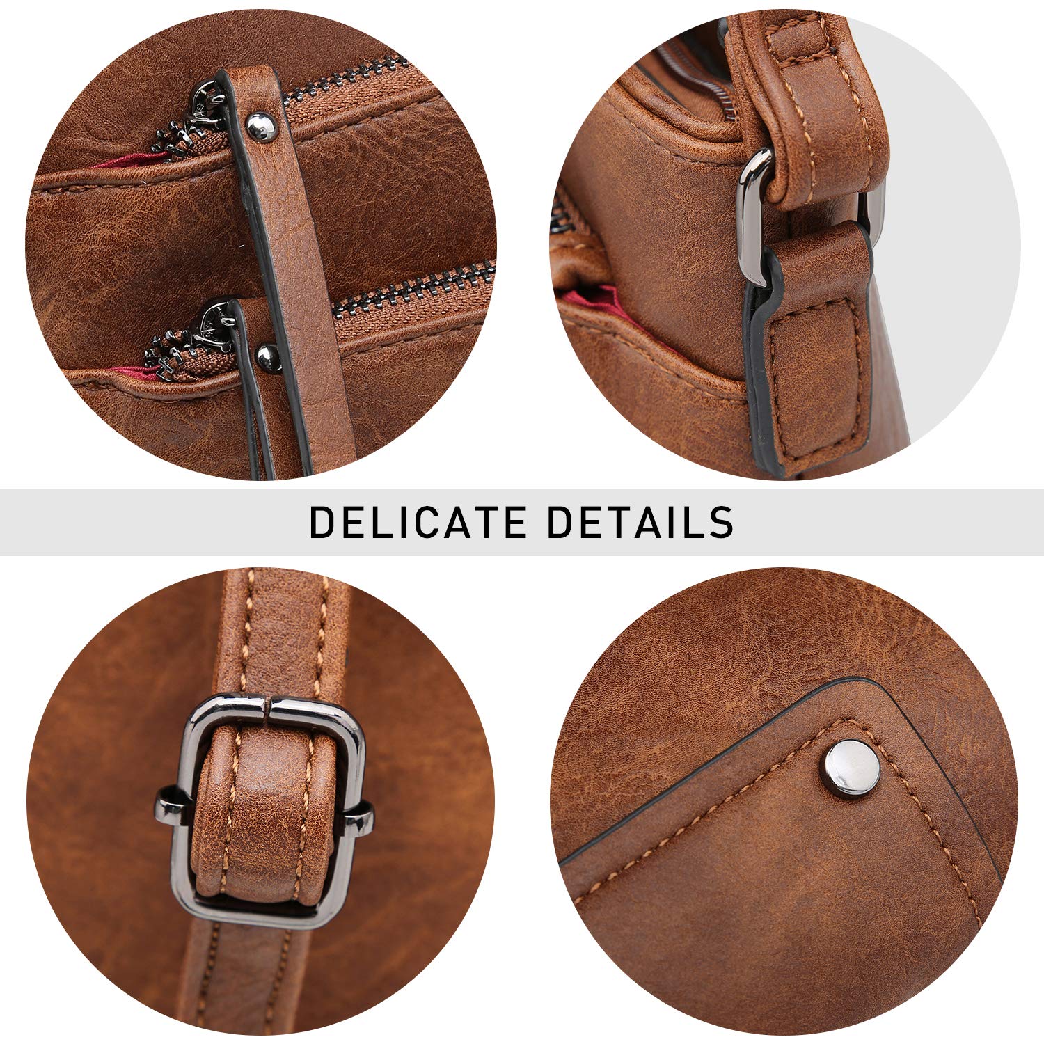 VONMAY Crossbody Bags for Women Purses Handbags Multi Pockets Shoulder Bag (Coffee)
