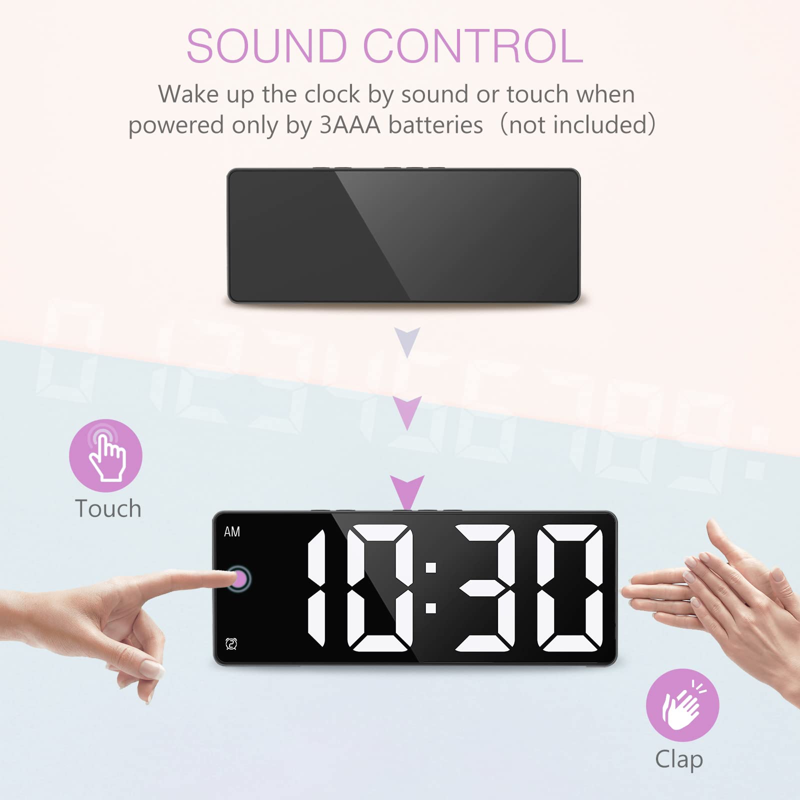 Digital Alarm Clock, Dual Alarm Clocks for Bedroom, 6.5ββ LED Alarm Clock for Kids, Elderly, Home, Office