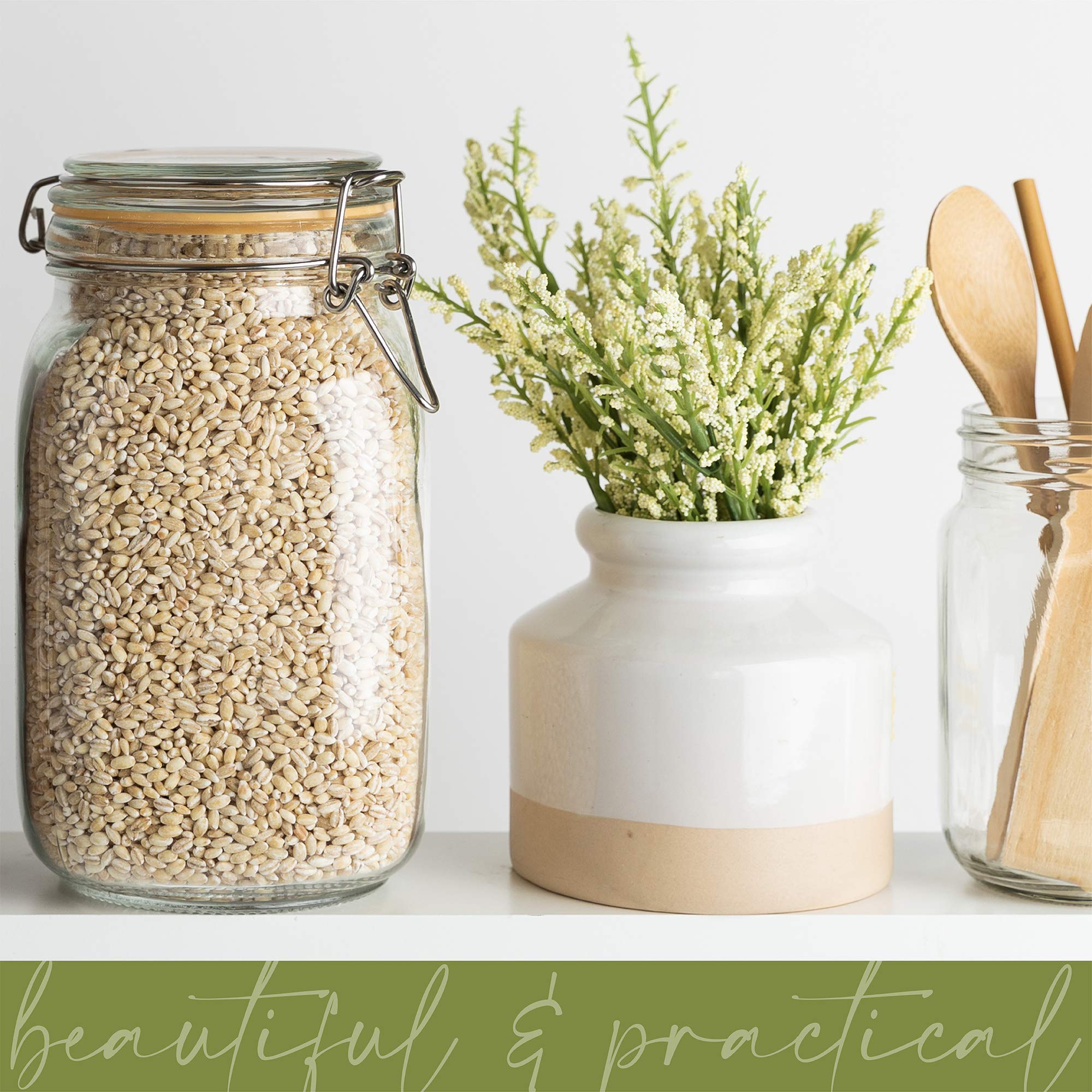 Galashield Glass Jars with Lids Food Storage Jars with Airtight Lids Leak Proof Glass Canisters Kitchen Jars [50 oz]