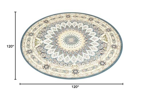 Unique Loom Narenj Collection Area Rug - Adams (10' Round Blue/Burgundy)