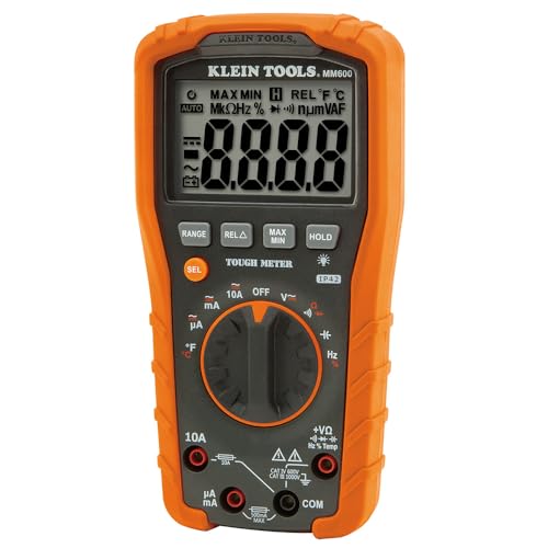 Klein Tools MM600 Multimeter, Digital Auto-Ranging, AC/DC Voltage and Current, Temperature, Frequency, Continuity, More, 1000V